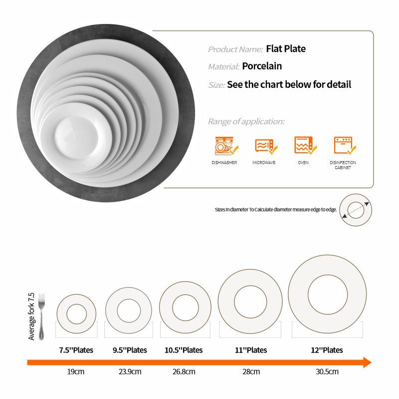 Round Porcelain Ceramic Dinnerware Set with Black Stripes, including ...