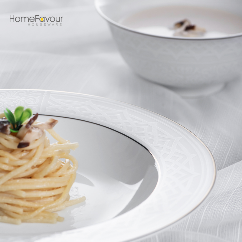 3D relirf white china ceramic porcelain dinner set - Homefavour